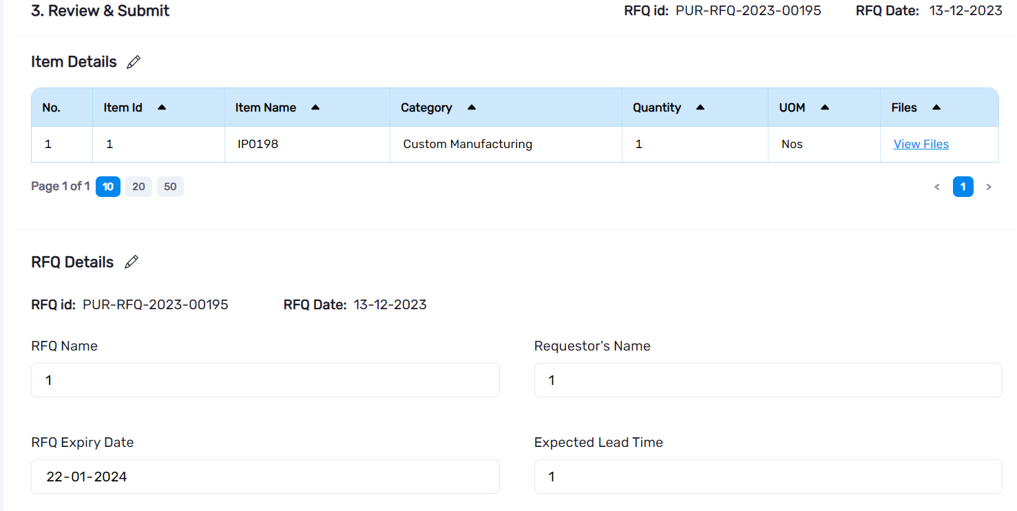 How do I create a Request for Quotation (RFQ) and specify my ...