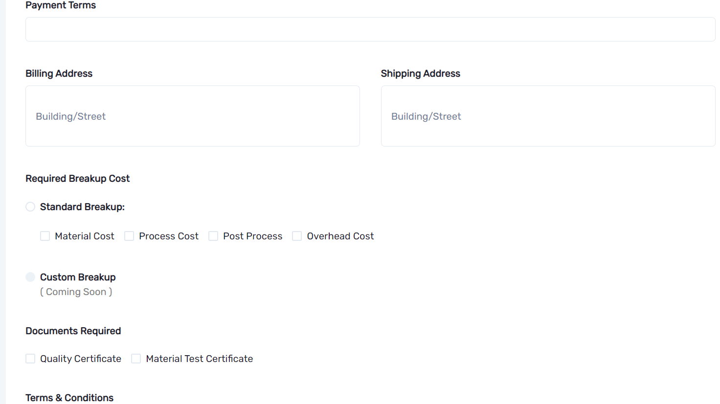 How do I create a Request for Quotation (RFQ) and specify my ...