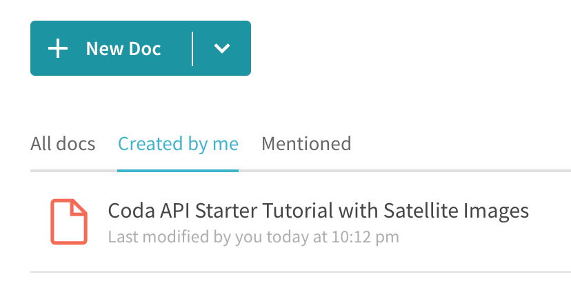 Getting Started Guide: Coda API · Start Here