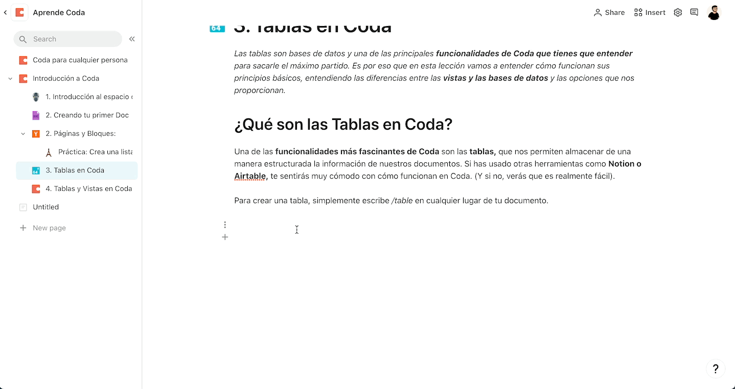 3. Tablas en Coda · Aprende como usar Coda