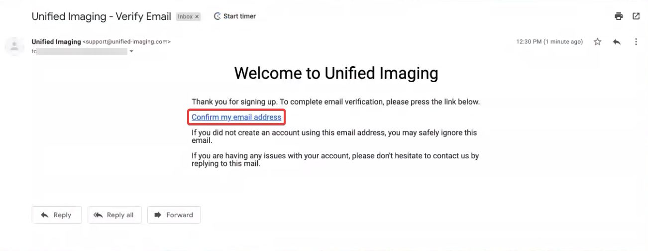 Create a New Unified Account – Unified Imaging Support